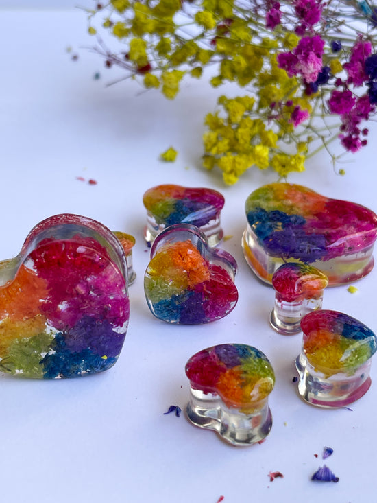 Rainbow Heart ear gauges – OhMyGauges